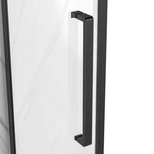 Dreamwerks Bristol 48" W x 32" D x 79.2" H Framed Rectangular Reversible Shower Kit in Black ...